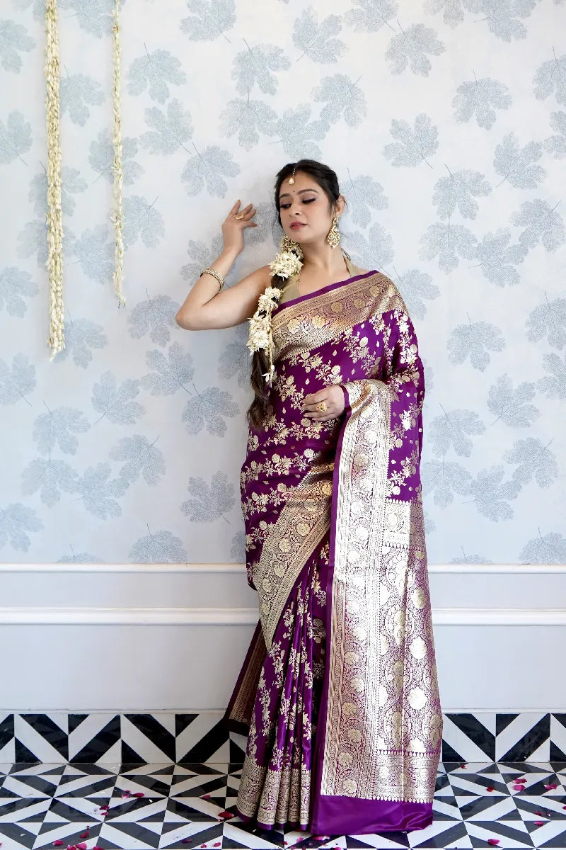 PURPLE COLOR BANARASI SILK SAREE